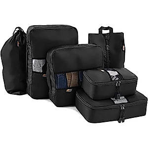 Gorilla Grip 6 Set Packing Cubes, Travel Essentials for Suitcases, Breathable Mesh Organizer Bags for Clothes, Toiletries, Shoes and Laundry, Luggage and Backpack Carry On Airplane Accessories, Black