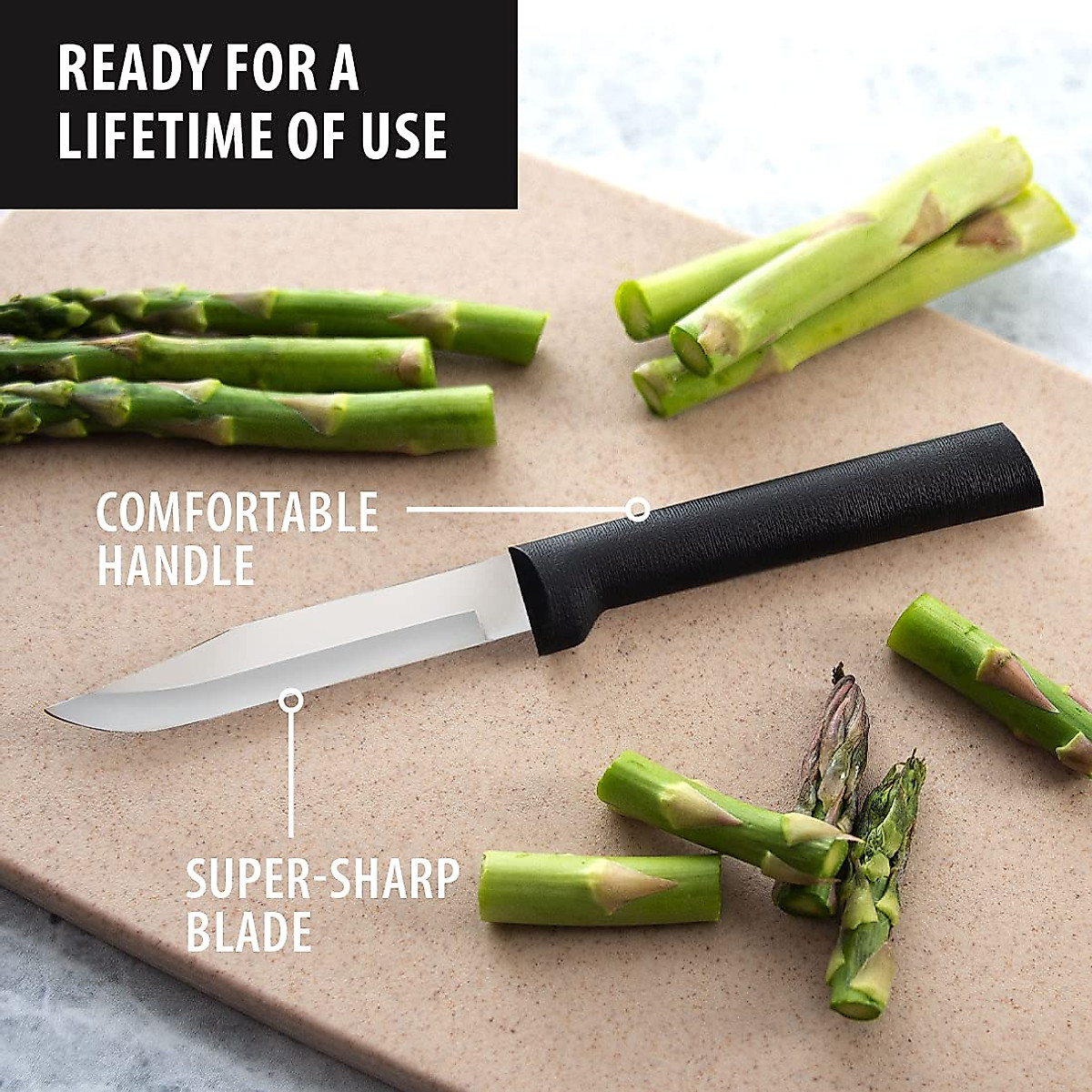 Rada Cutlery Regular Paring Knife, Black Handle, Pack of 2