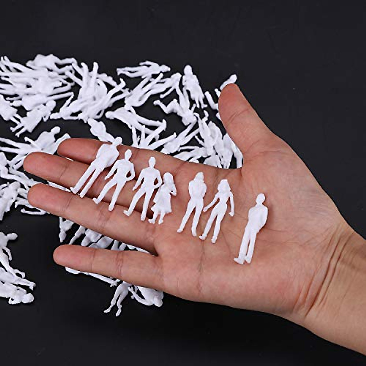Fashionclubs 1:50 Scale Model People Unpainted Figures 100 Pieces Model Trains Architectural O Scale Standing and Sitting Little People Figures for Miniature Scenes, White Color