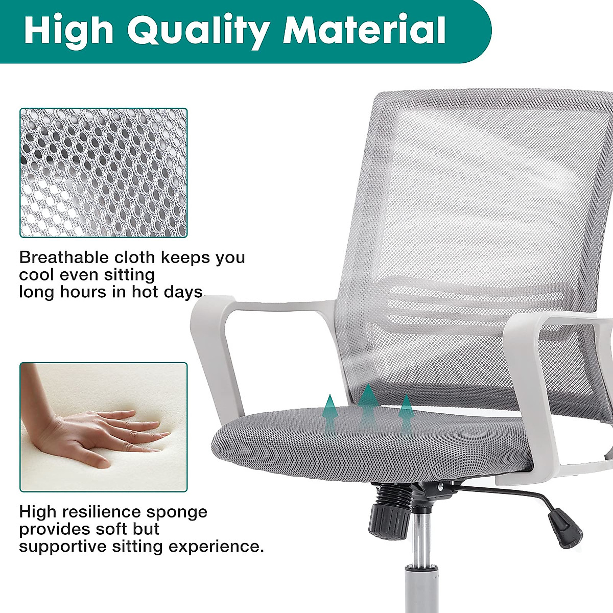 Drafting Chair - Tall Standing Office Desk Chair with Adjustable Foot Ring, Chair with Ergonomic Lumbar Support, Adjustable Height, Breathable Mesh