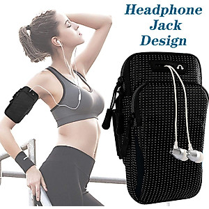 KAHEAUM Phone Holder for Running Armband Cell Phone Holder iPhone 15 14 13 12 11 Pro Max Xs SE Mini Xr X 8 7 6 Plus Galaxy S24 S23 S22 Note 20 10 Sleeve Key Pouch,Workout Arm Band Sports Exercise Gym