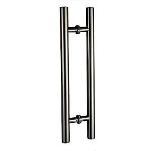 RFSHOP Round Entry Door Handle, Modern Steel Push Pull Door Handle for Shower Glass Sliding/Barn Door/Interior Exterior Door, Include Fittings (Color : Black Titanium, Size : 60 x 40cm)