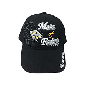 Aesthetinc 3D Embroidery Christian Bible Verse Man of Faith Jesus Christ Church Religious Cap Hat Visor (Man of Faith BK)