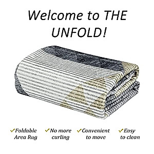 RUGSREAL Machine Washable Area Rugs Accent 8' x 10' Modern Boho Chic Velvet Floorcover Indoor Carpet Contemporary Geometric Area Rug for Living Room Bedroom Home Office, Grey and Yellow