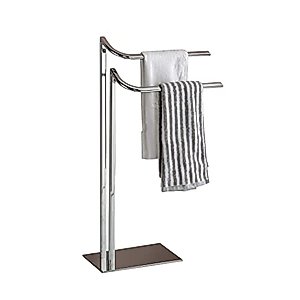 KB Designs - Freestanding Double Towel Racks Bathroom Accessories Towel Holder Stand on Floor, Chrome