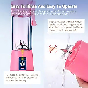 ASTHAN - Compact, Travel Size, USB Rechargeable 12 Oz Portable Handheld Blender with Powerful Motor: Perfect for Smoothies, Shakes, Fruit/Veggie Juicer & Baby Food