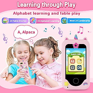 Kids Smart Phone for Girls Gifts for Girls Age 6-8 Kids Phone with Camera Games Music Torch Habit Alarm Stories Learning Girls Toys for 3 4 5 6 7 8 Year Old Birthday Gift Ideas with 8G SD Card