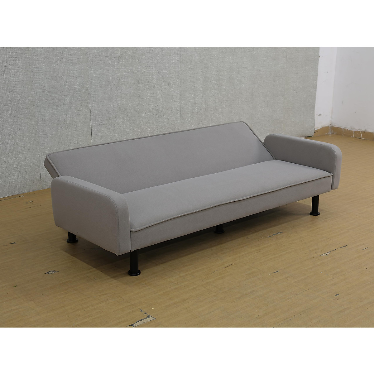 NicBex Sofa Bed Modern Foldable Sofa Bed,Upholstered Convertible Folding Futon Couch,Adjustable Sleep Sofa Bed with Metal Legs,77.5" W Fannel Futon Bed for Living Room,Pale Grey