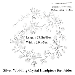 Unicra Flower Bride Wedding Hair Vine Crystal Bridal Headbands Flower Girls Headpiece Pearl Hair Accessories for Women and Girls (Silver)