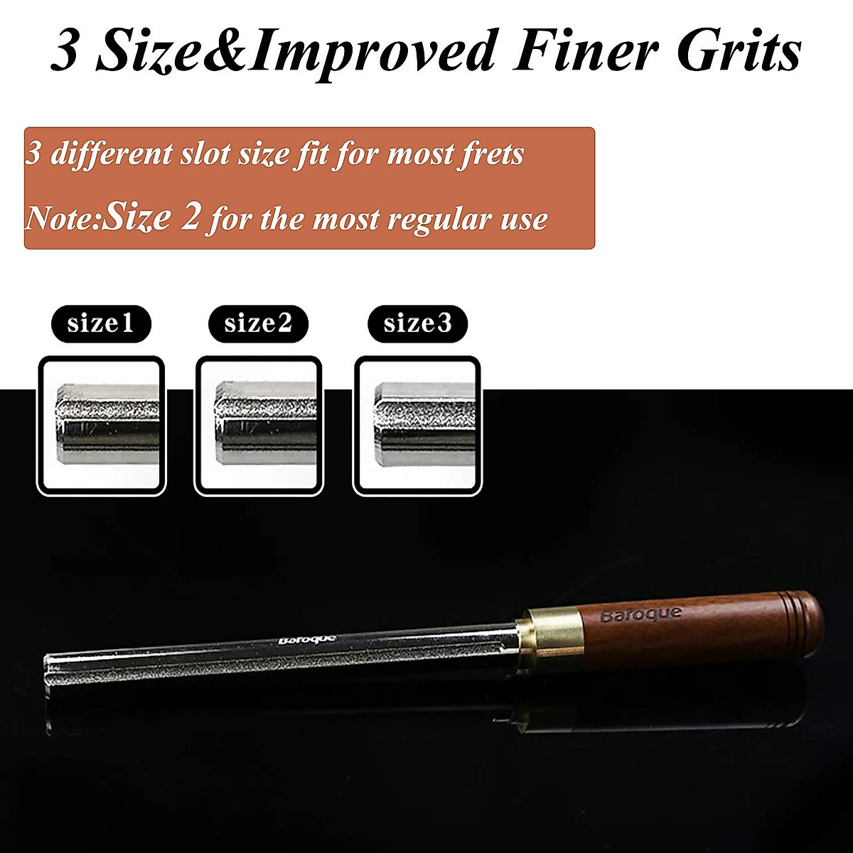 Baroque Diamond Guitar Fret Crowning Dressing File Narrow/Medium/Wide 3 Edges Guitar Repairing & Luthier Tools(Improved 3rd Generation)