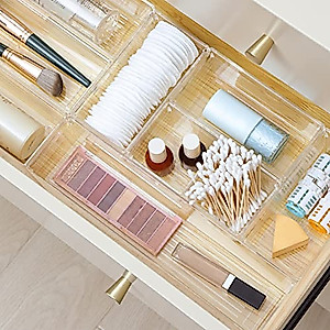 Fixwal 14pcs Drawer Organizer Set, 4-Size Clear Plastic Drawer Organizers Trays Bathroom Organizers Dresser Storage Bins Separation Box for Makeup, Kitchen Utensils, Jewelries, Gadgets, Bathroom
