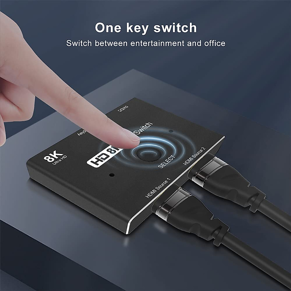 New 8K Switcher HEZOOMS HDMI 2.1 Switch Splitter 2 in1 Out Ultra HD 8K@60Hz 4K@120Hz High Speed 48Gbps Switch Adapter with Switch Button for Computer Laptop 2 Sources to 1 Display