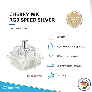 Bundle of 65 Cherry MX RGB Speed Silver Switches for Mechanical Gaming Keyboards & Ranked Premium CNC Machined Switch Opener