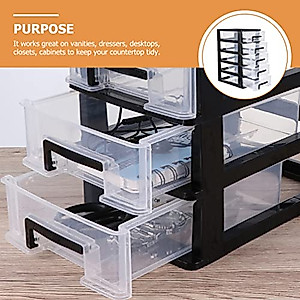 Tofficu 5 Drawer Storage Tower Plastic Storage Multifunctional Storage Cabinet with Clear Drawers Storage Case Organizer for Craft Stationary(Black)