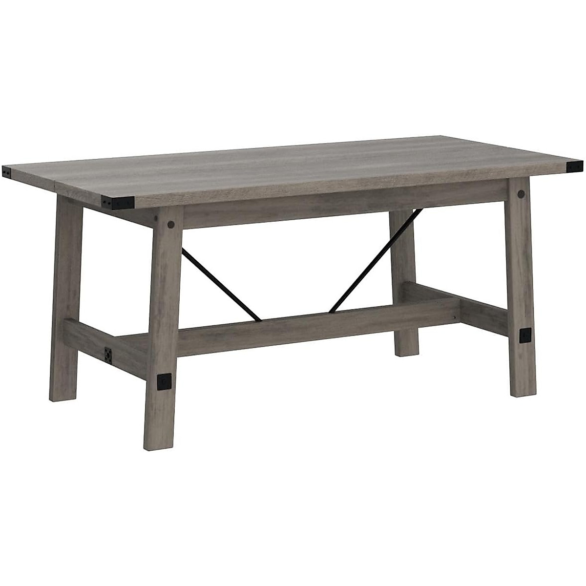 WAMPAT 4-6 Person Farmhouse Dining Table with Heavy Duty Wooden Legs, 67.7 Inch Rectangular Modern Wood Kitchen Table for Dining Room & Living Room, Rustic Grey