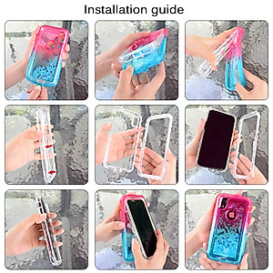 MAXCURY Case for iPhone SE 2022 (3rd Gen) & SE Case 2020 2nd, iPhone 7/8 Defender Phone Case for Women, Girl's Bling Liquid Quicksand Heavy Duty Shockproof Cover for iPhone 6/6s (Pink/Blue)