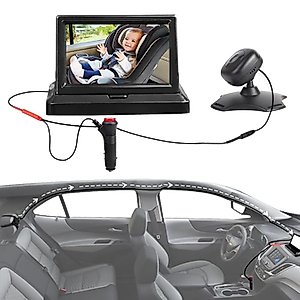 Winkter Baby Car Mirror Baby Rear Facing Seat Camera Baby Car Monitor 360° View Infant in Rear Facing Seat with Wide Crystal Clear View HD Night Vision Easily Observe the Baby's Move Black
