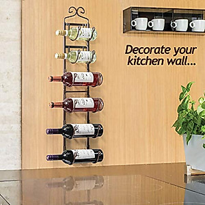 Sagler Towel Rack and Wine Rack - Bronze Wall Wine Rack - Wall Mounted Wine Rack fits up 6 Level Wine Bottles and Many Towels - fits as Bathroom Towel Holder, or Towel Hanger, or a Cap Rack