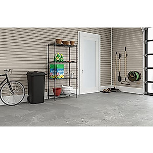 Safco Products Plastic Step-On Trash Can for Hands-Free Disposal, Great for Home/Commercial Use, 32 Gallon, Black (9926BL)