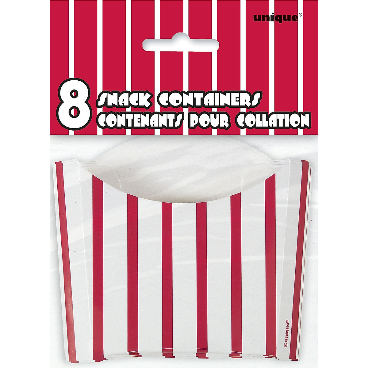 Vibrant Red & White Striped Paper Snack Containers - (Pack of 8) - Eco-Friendly & Eye-Catching Party Supplies - Perfect for Celebrations