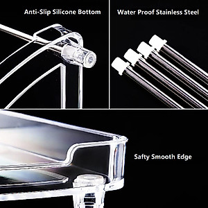 SANTREST Acrylic Organizer Multi-Functional Vanity Tray Corner Shelf for Makeup Cosmetic Shower Racks 3 Tiers