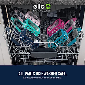 Ello DuraGlass Glass Food Storage Meal Prep Containers with Silicone Sleeve and Airtight Lids, 6 Piece 3 Pack, Mixed Berry