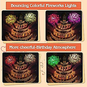 OLOSONG 3D Pop-Up Birthday Card with Music and Fireworks, Lavender, Unisex-Adults