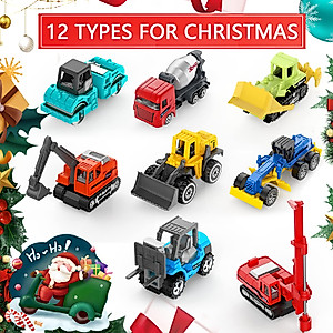 17 Metal Construction Vehicles Toys, Small Excavator Wheels Cars Mini Construction Trucks Toys for Boys Kids Toddlers Christmas Stocking Stuffers Cake Decorations Party Favors