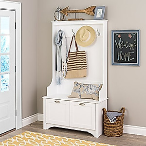 Prepac Wide Hall Tree with Shaker Doors, White