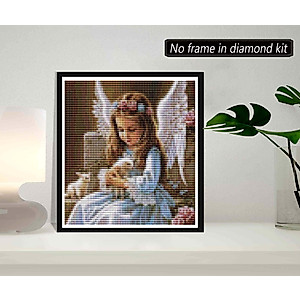 SKRYUIE 5D Angel Diamond Painting Kits - DIY Diamond Art Kits for Adults Girl, Full Round Drill - Crystal Cross Stitch - Adults Craft for Wall & Office Decor - 14x14inch