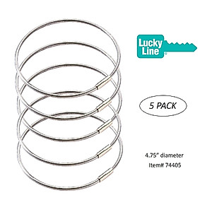 Lucky Line Pull-Apart 4-3/4" Tension Closure Steel Key Ring, 5 Pack (74405)