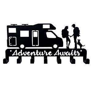 HeavenlyKraft Key Holder for Wall Adventure Awaits Key Holder Wall Mounted Key Holder Keychain Holder Keychain Hanger Metal Key Holder Key Rack for Wall Metal Key Rack for Entryway, Hallway