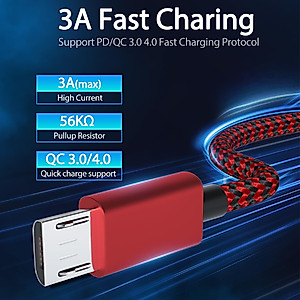 Micro USB Cable,6FT Fast Android Charging Cord for Kindle eReaders,X-Box One/PS4 Controller,Alcatel Phone,Braided Charger Cord for Fire Tablet,Samsung Galaxy S7 Edge S2 J7 J5 J3,LG K40,Moto E4 E5 E6