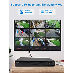 Anpviz 4K 8 Channel PoE NVR with 2TB Hard Drive, 8 Channel H.265+ NVR Support 8MP/6MP/5MP/4MP/3MP/1080P IP PoE Camera for Home Security Camera System 24/7 Recording (H Series)