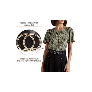 Patrica Fiore Fashion Leather Belt For Women - Design in Italy Double Buckle Belt Leather(M), Black