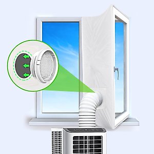 gulrear Portable Air Conditioner Window Seal Kit with Hose Connection Adapter 158"/400cm Portable A/C Window kit For Casement Windows Sealing AC Window Seal Vent Kit Hot Air Stop Air Exchange Guards…