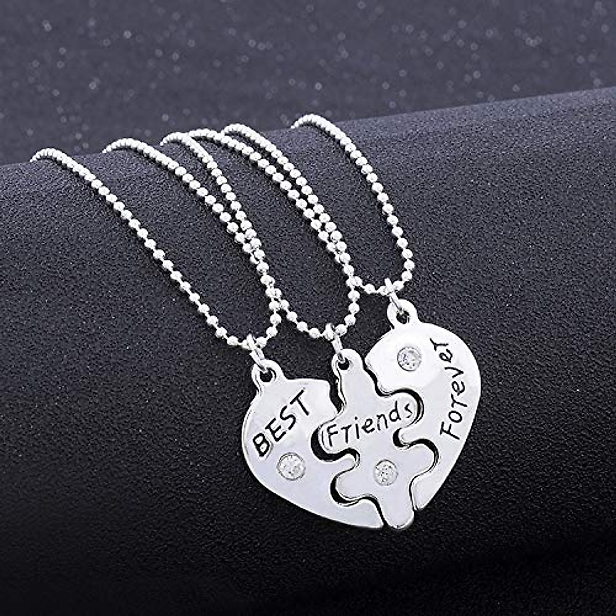 Xiyantiji Best Friends Forever Necklace for 3 Girls Matching Necklaces for Best Friends Heart Pendant Puzzle Necklace Friendship Necklace for 3 BFF Gifts for Women
