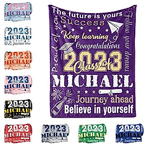 Custom Name Blanket Graduation 2023, Graduation Blanket Personalized Graduation Blanket, Graduation Flannel Throws Personalized Unique Customized Graduation Gift for Family Friends, 30 x 40 Inches
