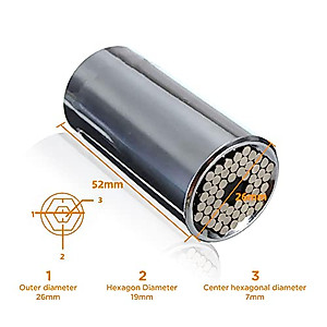 PinoTec Universal Socket Wrench Set 1/4"-3/4" (7-19mm) Stocking Stuffers for Men, Socket Set with Power Drill Adapter Grip Socket Cool Gadgets for Men, DIY Handyman, Husband, Boyfriend