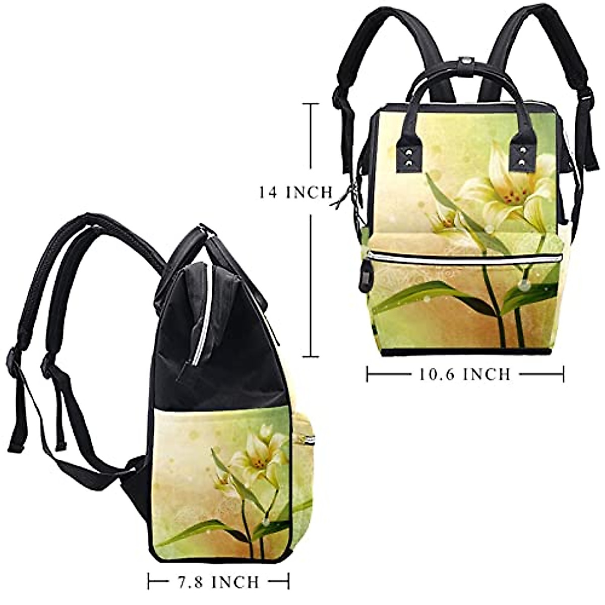 Lily Flowers Diaper Bag Backpack, Large Capacity Muti-Function Travel Backpack