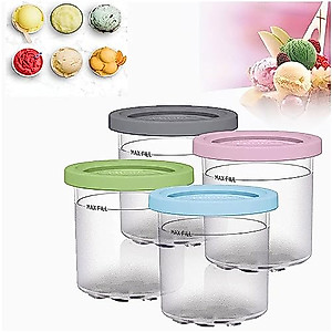 Creami Containers, for Ninja Ice Cream Maker Pints,16 OZ Pint Containers Bpa-Free,Dishwasher Safe Compatible with NC299AMZ,NC300s Series Ice Cream Makers