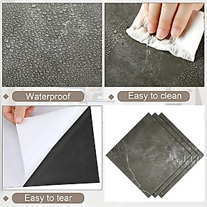 48 Pieces Vinyl Flooring Peel and Stick Floor Tile Stick on Floor Tile Self Adhesive Waterproof Bathroom 12 x 12 Inch for Bathroom Kitchen Bedroom Living Room(Gray Marble)