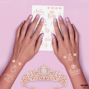 KatchOn, Rose Gold Bride to Be Set - Pack of 5 | Bride to Be Sash for Bachelorette Party Decorations | Bride to Be Sash and Veil | Bridal Shower Decorations | Bachelorette Party Favors, Bride Sash