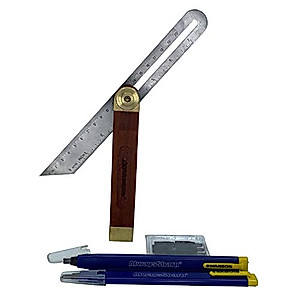 Swanson Tool Co, Inc TS149CP216 Value Pack includes Sliding T-Bevel with Stainless Rule, Hardwood Handle and a 2-Pack AlwaysSharp Carpenter Pencils with Extra Black Graphite Replacement Tips