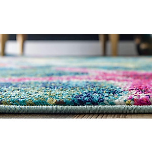 Unique Loom Positano Collection Coastal Modern Bright Colors Starfish Navy Blue Runner Rug (3' x 10')