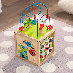 KidKraft Wooden 5-Sided Bead Maze Cube for Toddlers, Gift for Ages 12-24 mo