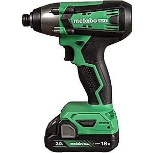 Metabo HPT 18V MultiVolt Impact Driver Kit | 1/4-Inch Chuck | Cordless | 1-2.0Ah Li-Ion Battery w/Fuel Gauge | 1,328 in-lbs of Torque | 3,200 IPM | Lifetime Tool Warranty | WH18DFX