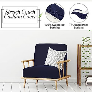 Newwiee 8PCS Patio Stretch Sofa Cushion Cover Outdoor Cushion Cover Replacement Couch Slipcover Sofa Seat Cover Soft Flexibility Chair Cushion Cover Furniture Protector (Navy,Waterproof Pure)