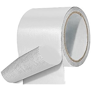 Waterproof Repair Tape for Fabric, Awning, RV Roof, Underbelly, Tarp, Tent, Sail and Boat Cover Outdoor Repair Patch, Heavy Duty, UVproof, Multipurpose White