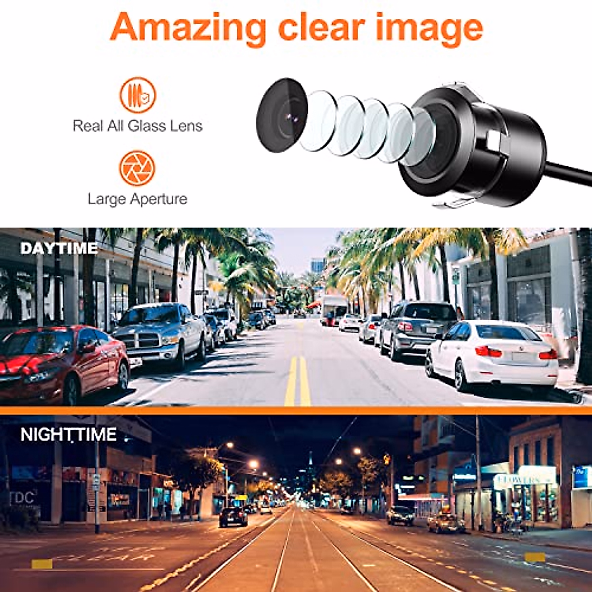 Reverse Backup Camera,HD Night Vision Back Up System, Universal for Pickup Truck Car SUV 170° Perfect Angle Night Vision IP69 Level Waterproof 2.0 Generation